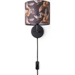 Paco Home Wandleuchte "Luca Flower", schwarz, H: 26,5cm, Leuchten, Stofflampe Blumen Muster Wandleuchte Lampenschirm Textil Floral, Wandleuchte