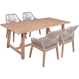 Garten-Essgruppe Garden Pleasure "OAKLAND/POMONA", braun, braun, braun, B:200cm H:82cm T:300cm, Massivholz, Polyester, Sitzm&ouml;bel-Sets, mit Polsterung