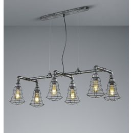 Trio Leuchten GOTHAM H&auml;ngeleuchte Dunkelbraun, Silber, 6-flammig