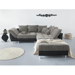 Ecksofa Collection AB "Innsbruck L-Form, B: 247 cm", schwarz (schwarz, grau), B:247cm H:87cm T:189cm, Microfaser PRIMABELLE (100% Polyester), Struktur (90% Polyester, 10% Polyacryl), Samtvelours (100% Polyester), Luxus-Microfaser Antiklederoptik (100% Polyester), Sofas, Ecksofa, Ecksofa und Hocker, Recamiere links oder rechts montierbar