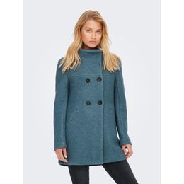 Langjacke Only "ONLNEWSOPHIA WOOL COAT OTW CC", Damen, Gr. S, blau mirage, Web, Obermaterial: 70% Polyester, 30% Wolle, unifarben, regular fit Po-bedeckend, Jacken Langjacke, Materialmix