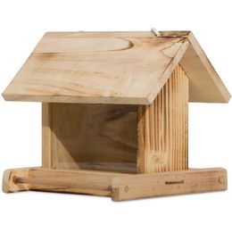 Vogelhaus Windhager "Garden, Vogelfuttersilo aus Fichtenholz", natur, geflammt, B:19,5cm H:20,5cm T:22cm, Massivholz, Tierh&auml;user, Futterstation inkl. Aufh&auml;ngung und Sitzstange, F&uuml;llvolumen 1,25 Liter