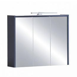 Pharao24.de Spiegelschrank Lichtspiegelschrank in Dunkelblau 75 cm breit