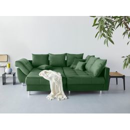 Ecksofa Collection AB "Innsbruck L-Form, B: 247 cm", gr&uuml;n (flaschengr&uuml;n), B:247cm H:87cm T:189cm, Microfaser PRIMABELLE (100% Polyester), Struktur (90% Polyester, 10% Polyacryl), Samtvelours (100% Polyester), Luxus-Microfaser Antiklederoptik (100% Polyester), Sofas, Ecksofa, Ecksofa und Hocker, Recamiere links oder rechts montierbar