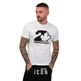 Herren Dsquared2 Ahornblatt Logo T-Shirt In Wei&szlig;