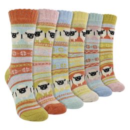Damen 6er-Pack Alpakasocken mit Schafmuster