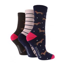 3er-Pack Damen Jacquard Novelty Baumwollsocken