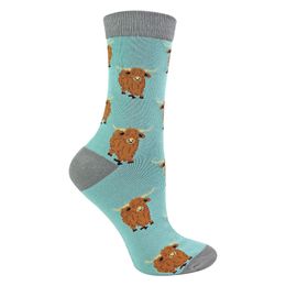 Damen Hochlandrinder Socken | Frauen Neuheit Bambus Geschenk Socken f&uuml;r Rinderliebhaber