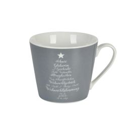 Krasilnikoff Weihnachtliche Happy Cup Tasse Christmas Words grau skandinavische Deko Online Shop