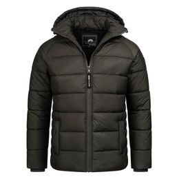 Arctic Seven Herren Steppjacke wind- und wasserabweisende Winterjacke mit Kapuze Dunkelgrau