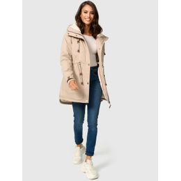 Navahoo Ireliaa Damen Parka &ndash; Windabweisende Winterjacke mit Teddyfell & Kapuze - Beige