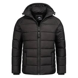 Arctic Seven Herren Steppjacke wind- und wasserabweisende Winterjacke mit Kapuze Schwarz