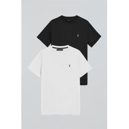 Zweierpack T-Shirts schwarz und wei&szlig; mit Rundhalsausschnitt und gesticktem Rigby Go-Logo