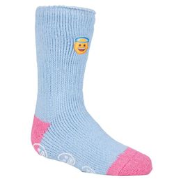 Heat Holders W&auml;rmehalter - Kindercharakter rutschfeste 2.3 TOG Winter warme thermische Hausschuhsocken mit Greifern - Emoji Engelsgesicht