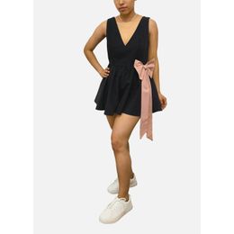 Schwarzer Bow Detail Puff Skort Playsuit