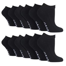 12 Paar Multipack Diabetiker-Trainersocken f&uuml;r geschwollene F&uuml;&szlig;e & Kn&ouml;chel | IOMI | Baumwolle gepolstert extra breite Low Cut Socken f&uuml;r M&auml;nner & Frauen - Schwarz