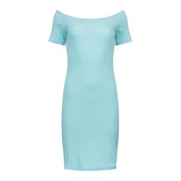 Schulterfreies Geripptes Kleid - Aqua Blau, Einheitsgr&ouml;&szlig;e