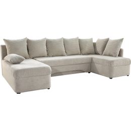 Jockenh&ouml;fer Wohnlandschaft JOCKENH&Ouml;FER GRUPPE "Arktis U-Form, B: 260 cm", beige, grau 426, 17, B:260cm T:85cm, Korpus: 100% Polyester;Kissen: 100% Polyester, Sofas, Wohnlandschaft, mit Bettfunktion & Bettkasten, Unser Dauertiefpreis
