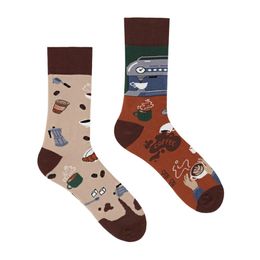 SPOX SOX Herren & Damen Mismatched Neuheit Odd Socken Kaffee