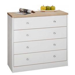 Pharao24.de Schubkastenkommode in Wei&szlig; und Sonoma Eiche 80 cm hoch