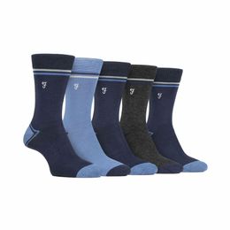 Farah 5er-Pack Herren Socken aus Bambus mit buntem gestreiftem Muster