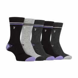 Farah 5er-Pack Herren Bambus Socken mit buntem Streifenmuster