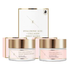 EGF Cell Effect Day Moisturiser 50ml+EGF Cell Effect Night Moisturiser 50ml + Hyalurons&auml;ure & Kollagen Maske - 3 Blatt