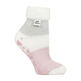 Heat Holders Damen Kuschelige Flauschige Schlappen Bett Socken mit Federbesatz