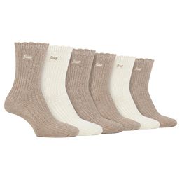 JEEP Damen 6er Pack Bambus-Stiefelsocken | S&uuml;&szlig;e Socken mit gewelltem Rand