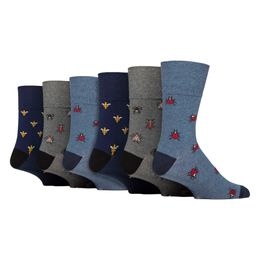 6 Paar Herren NON ELASTISCHE Baumwoll-Socken mit ausgefallenem Muster