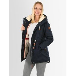 Navahoo Ireliaa Damen Parka &ndash; Windabweisende Winterjacke mit Teddyfell & Kapuze - Navy