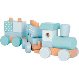 Spielzeug-Eisenbahn Small Foot "Holzzug", blau, Spielzeugfahrzeuge, KinderB:8cm H:12cm T:42,5cm, Holz, B:8cm H:12cm T:42,5cm