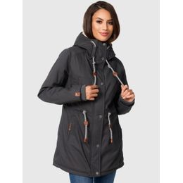 Navahoo Ireliaa Damen Parka &ndash; Windabweisende Winterjacke mit Teddyfell & Kapuze - Anthrazit