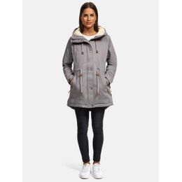 Navahoo Ireliaa Damen Parka &ndash; Windabweisende Winterjacke mit Teddyfell & Kapuze - Grau