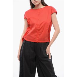 Woolrich &Auml;rmelloses Popeline-Shirt mit Kordelzug am Saum in Rot
