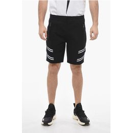 Neil Barrett Low-Waist Loose Fit VARSITY Shorts mit elastischen Eins&auml;tzen in Schwarz