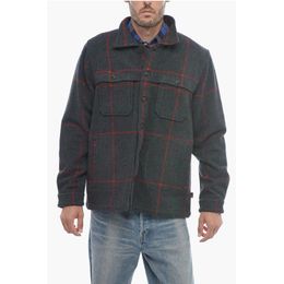 Woolrich Kariertes Woll-Mix-Overshirt MALONE in Grau