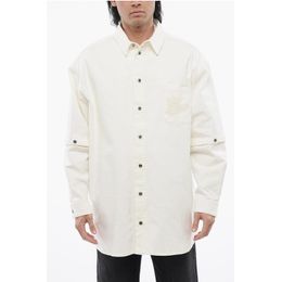 Off-White Jeanshemd mit abnehmbaren &Auml;rmeln in Wei&szlig;