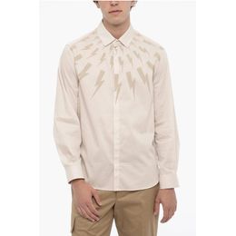 Neil Barrett Loose Fit FAIRISLE THUNDERBOLT Hemd in Beige