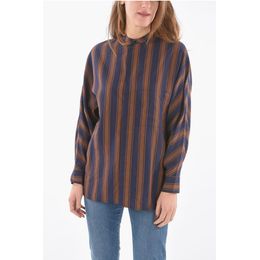 Woolrich Unbalanced Striped SCULLY Hemd mit Stehkragen in Blau, Braun