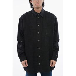 Off-White Leinenhemd mit abnehmbarem Hemd in Blau