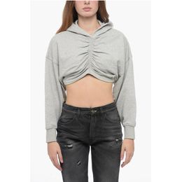 Palm Angels Kurzer Hoodie aus Baumwolle in Grau