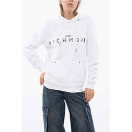 John Richmond BETTO Hoodie Sweatshirt mit gesticktem Logo in Wei&szlig;
