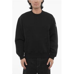 Neil Barrett Bequem geschnittenes Sweatshirt mit Rundhalsausschnitt aus Fleece-Baumwollmischung in Schwarz