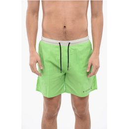 John Richmond Zweifarbiger Boxer-Badeanzug in Bianco, Verde