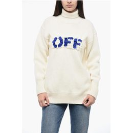 Off-White Rollkragenpullover mit gesticktem Logo BOILED in Beige