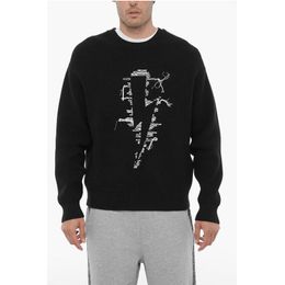 Neil Barrett Rundhalspullover aus Baumwollmischung STITCHED BOLT in Schwarz