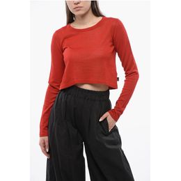 Woolrich Kurzer Pullover aus Viskosemischung mit Rundhalsausschnitt in Rot