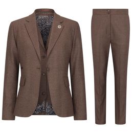 Brauner dreiteiliger Tailored Fit Anzug mit Prince of Wales-Karomuster f&uuml;r Damen