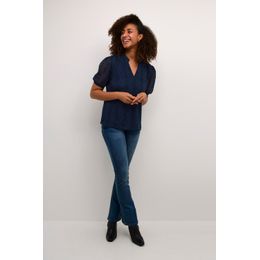 Cream Kurzarm-Bluse Regular fit navy
